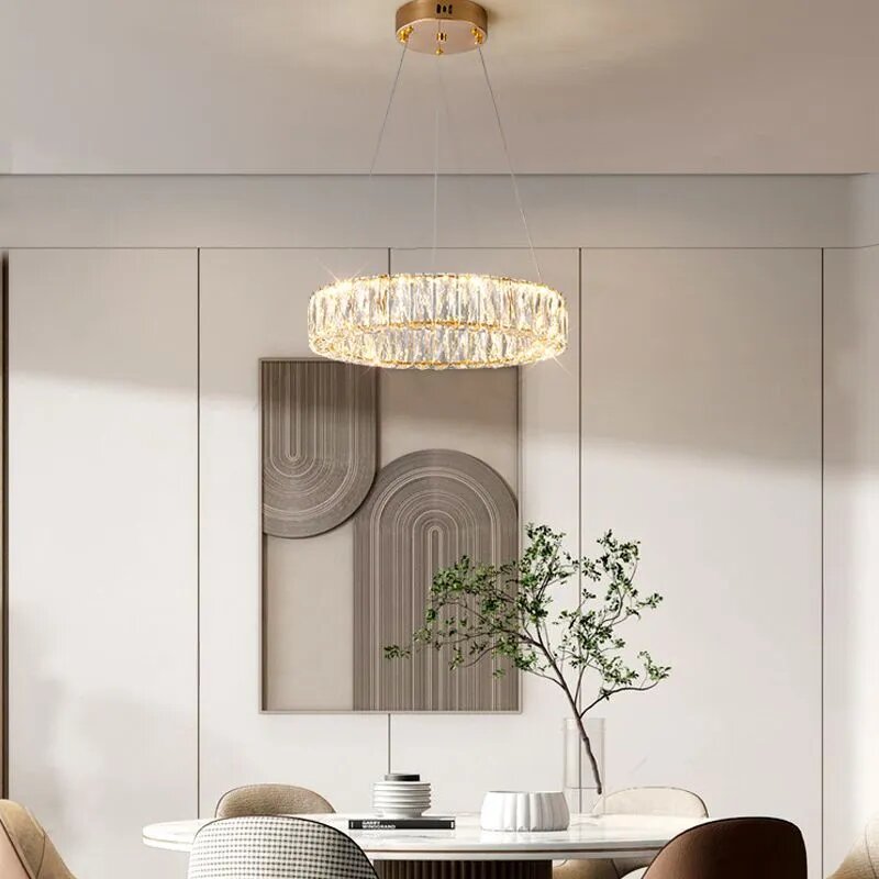 Потолочный светильник, LED, 44 Вт, хрустальная люстра, золотой, 400x400x75 мм
