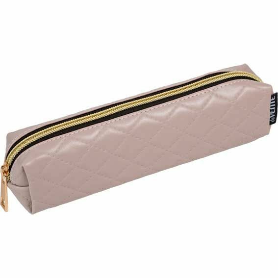 Пенал-косметичка deVENTE Artique, 210х40х40 мм, 40 предметов, прямоугольный, бежевый, кожзам, наппа