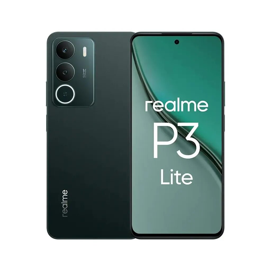 6.8" Смартфон REALME P3 Lite 4/128Gb, RMX5300, NFC, IPS, 120Гц, 6300мAч, зеленый