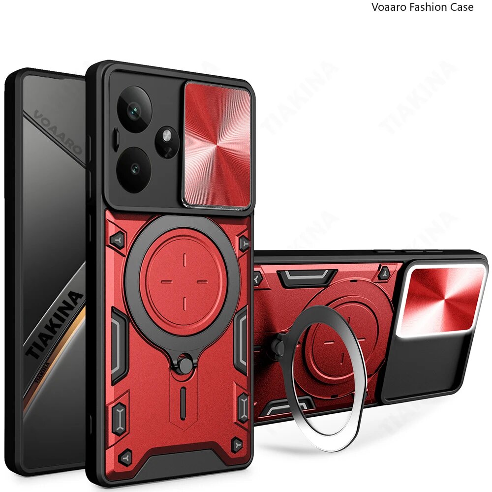 Чехол Slide Lens Armor Funda для OPPO Realme GT7 для Realme GT 7 Pro 6T Neo6 SE 5G, чехол с магнитным кольцом-подставкой, полное покрытие