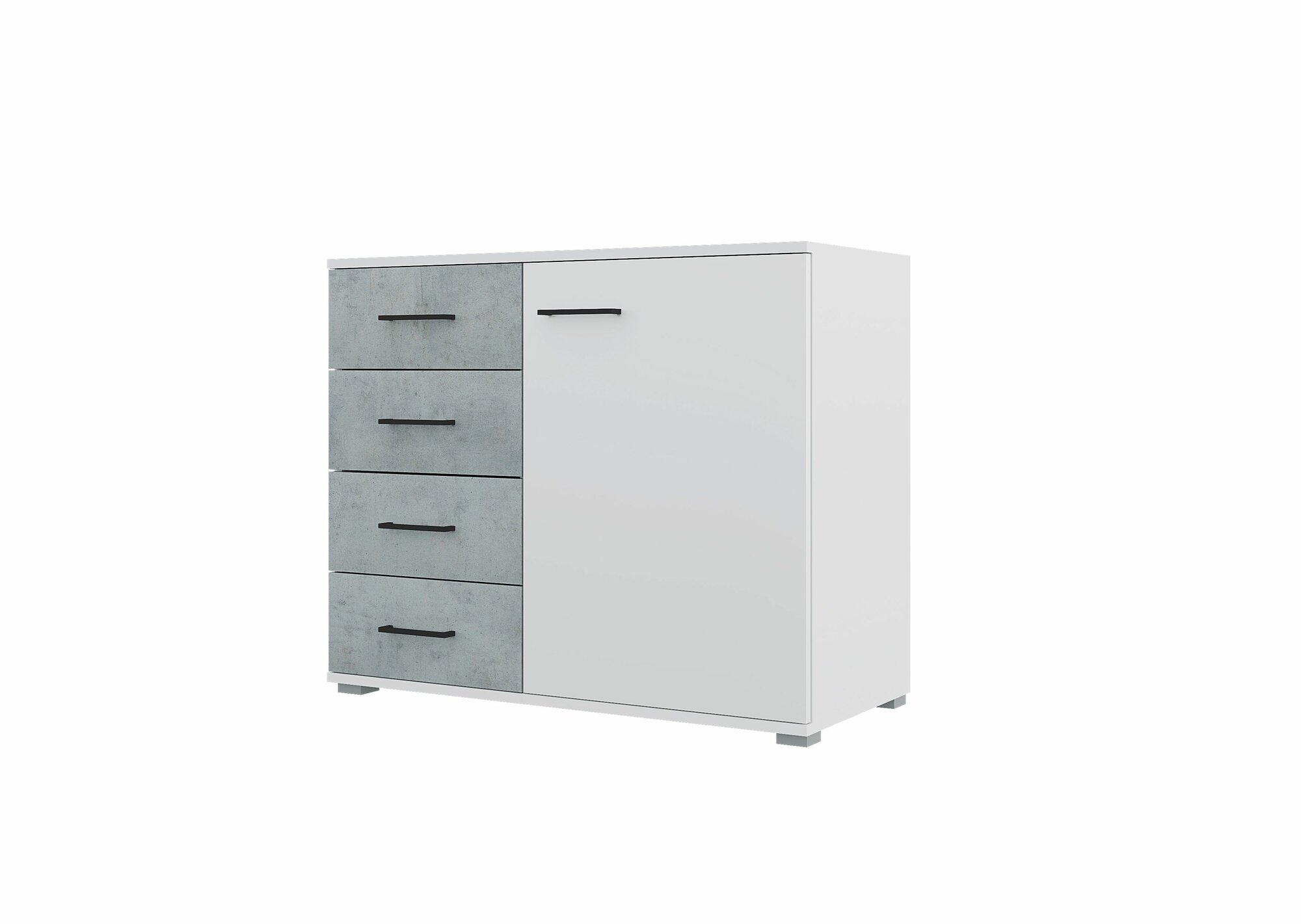 Комод NOVA цвет Белый и Бетон ширина 90 см с ящиками и полкой для спальни для гостиной