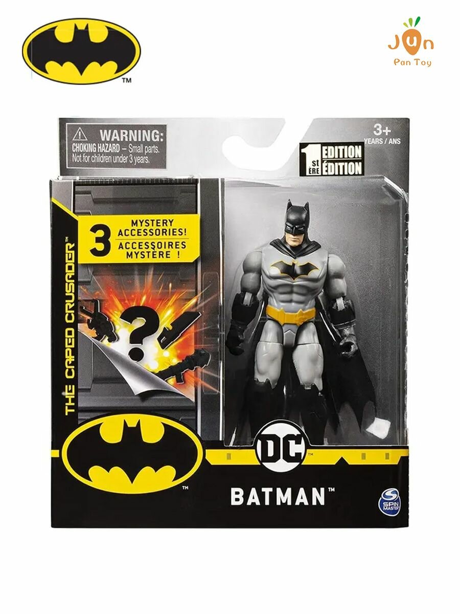 Бэтмен фигурка Spin Master DC The Caped Crusader Batman / Игрушки модели персонажей аниме, С 3 аксессуарами слепой ящик, герой из комиксов, высотой 4 дюйма
