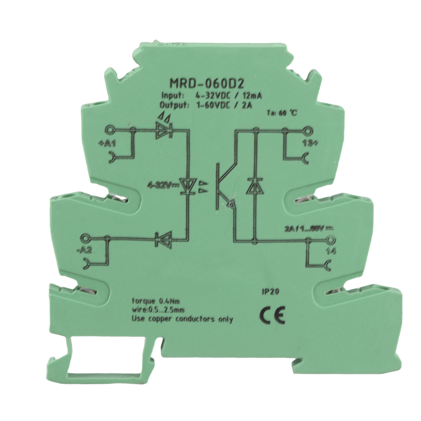 Ультратонкое реле, бесконтактное реле, 4–32 В постоянного тока, нормально разомкнутое, твердотельное, для электромагнитного клапана, система на DIN-рейке