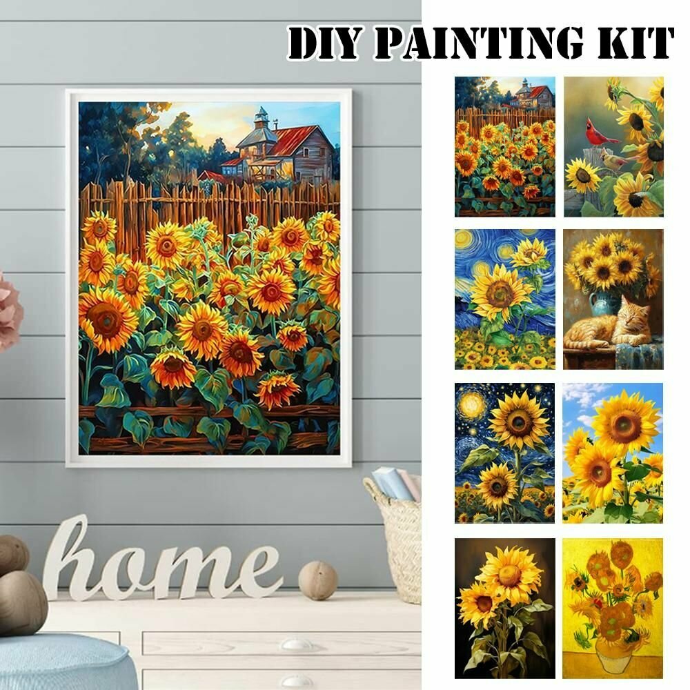 Картина с кристаллами и бриллиантами Подсолнух своими руками,400x300мм