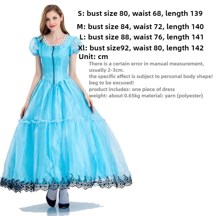 Косплей костюм Алиса в Стране Чудес, синее платье, MINISO L