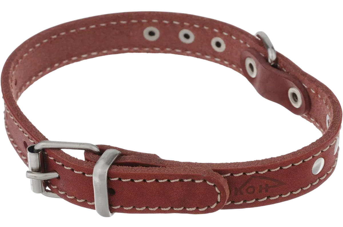 Ошейник аркон кожаный двухслойный коньячный для собак (68 см/45 мм)