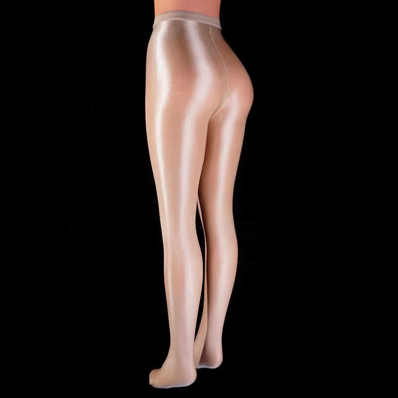Колготки блестящие бежевые 100D Khaki, HIMEALAVO