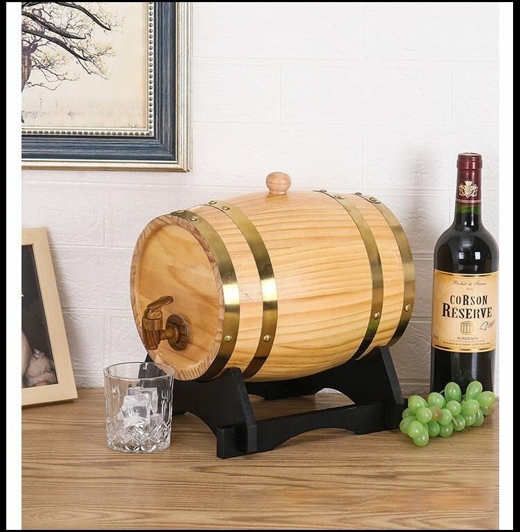 Бочка деревянная 3 литра эксклюзивная для спирта с пластиковым покрытием и краном