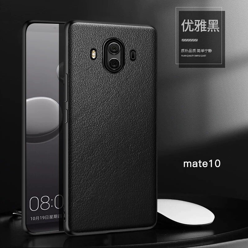 Porsche Design Mate 10 Black Top Grain Nappa Leather Phone Case for Huawei Smartphones