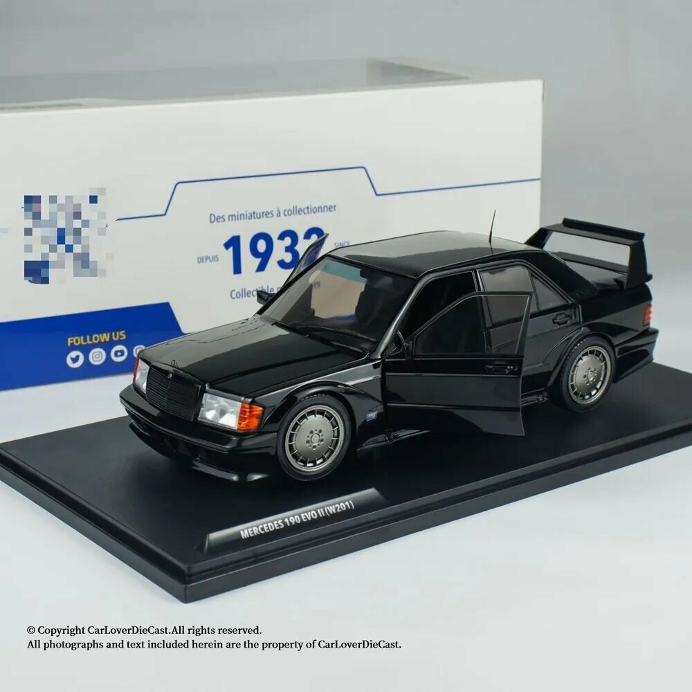 Машинка Solido 1/18 MERCEDES-BENZ 190 (W201) EVO II SOLIDO WORKS BLACK 1990 S1801012 Die-cast Alloy Car Model Collection Display Gift