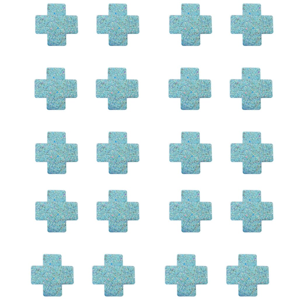 10 пар одноразовых светящихся наклеек на грудь-синий большой крест