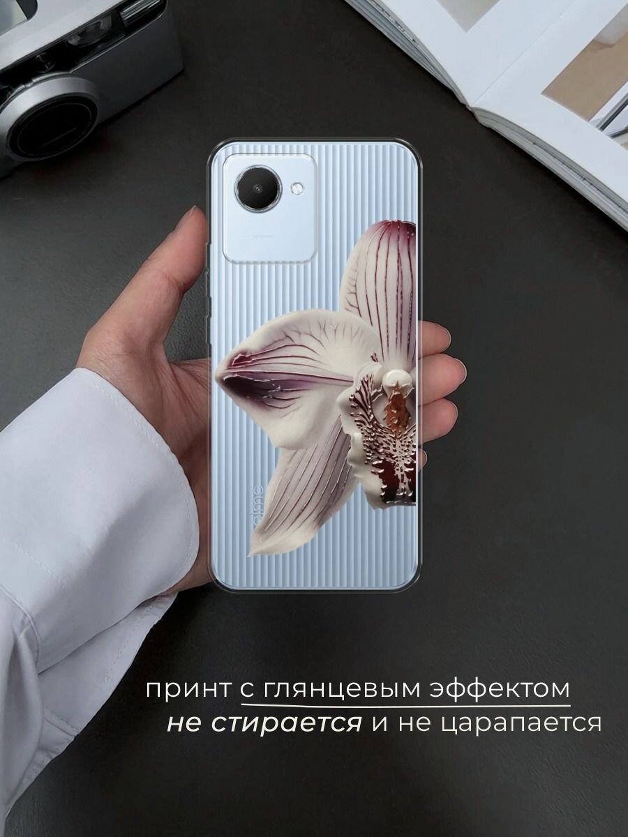 Силиконовый чехол на Realme C30 / Реалми C30 с принтом Белая орхидея — фото 1