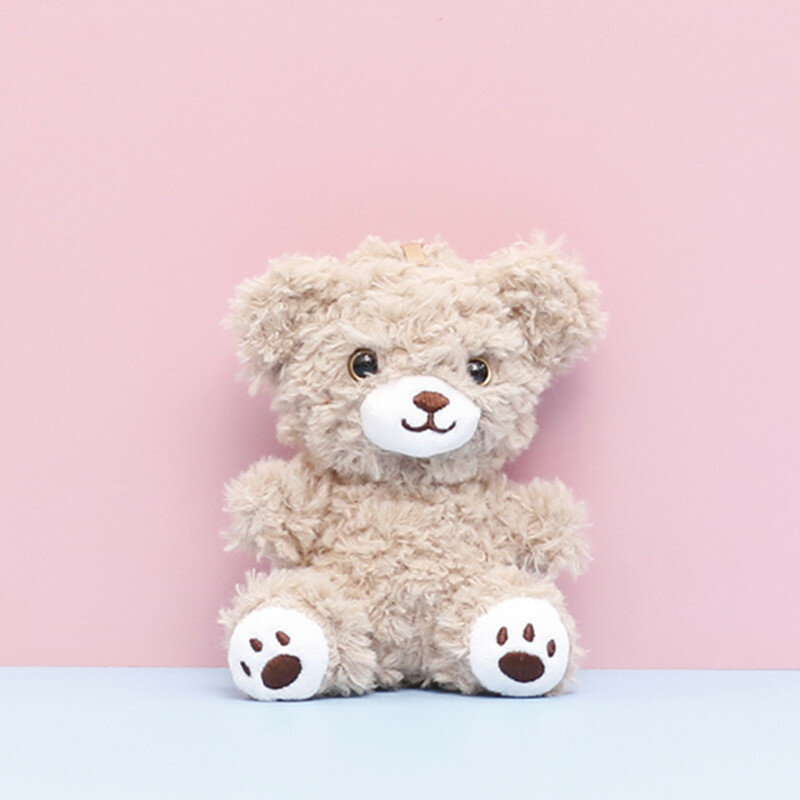 Lovely plush bear stuffed animal cute doll perfect for backpacks and keychains brown