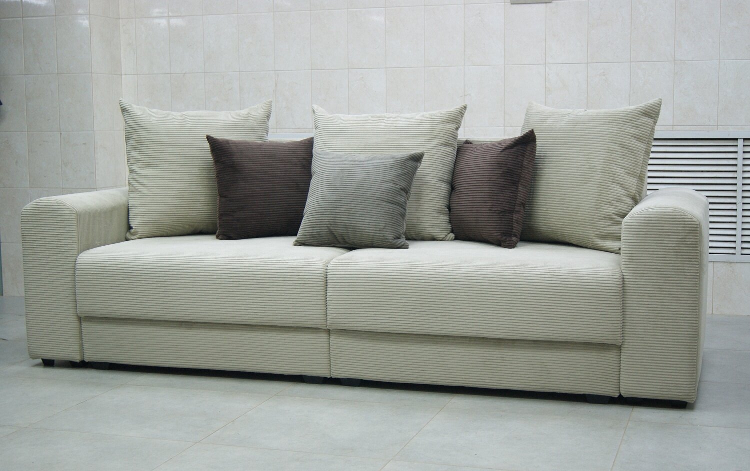 Прямой диван Мэдисон Cilium bone Велюр, еврокнижка, 248х101х85 см, с ящиком для белья