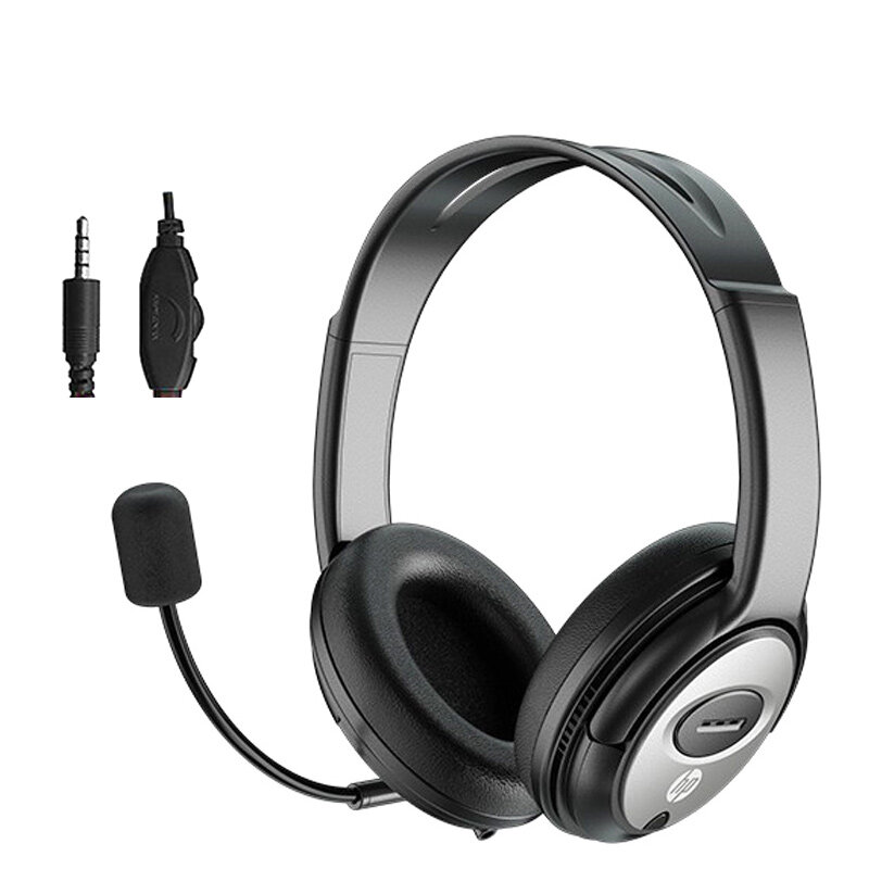 Наушники HP проводные с микрофоном, черные, высокое качество звука