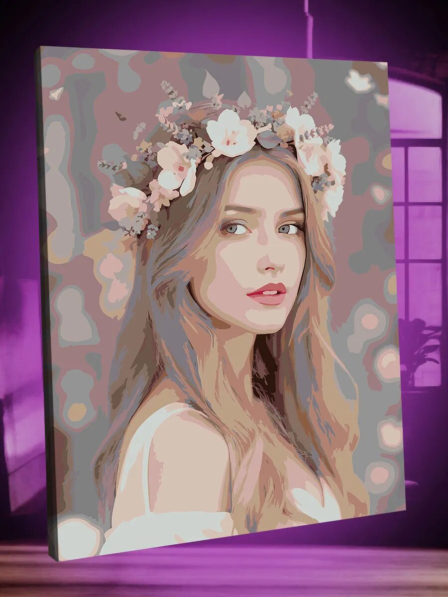 Картина по номерам Портрет девушки в венке