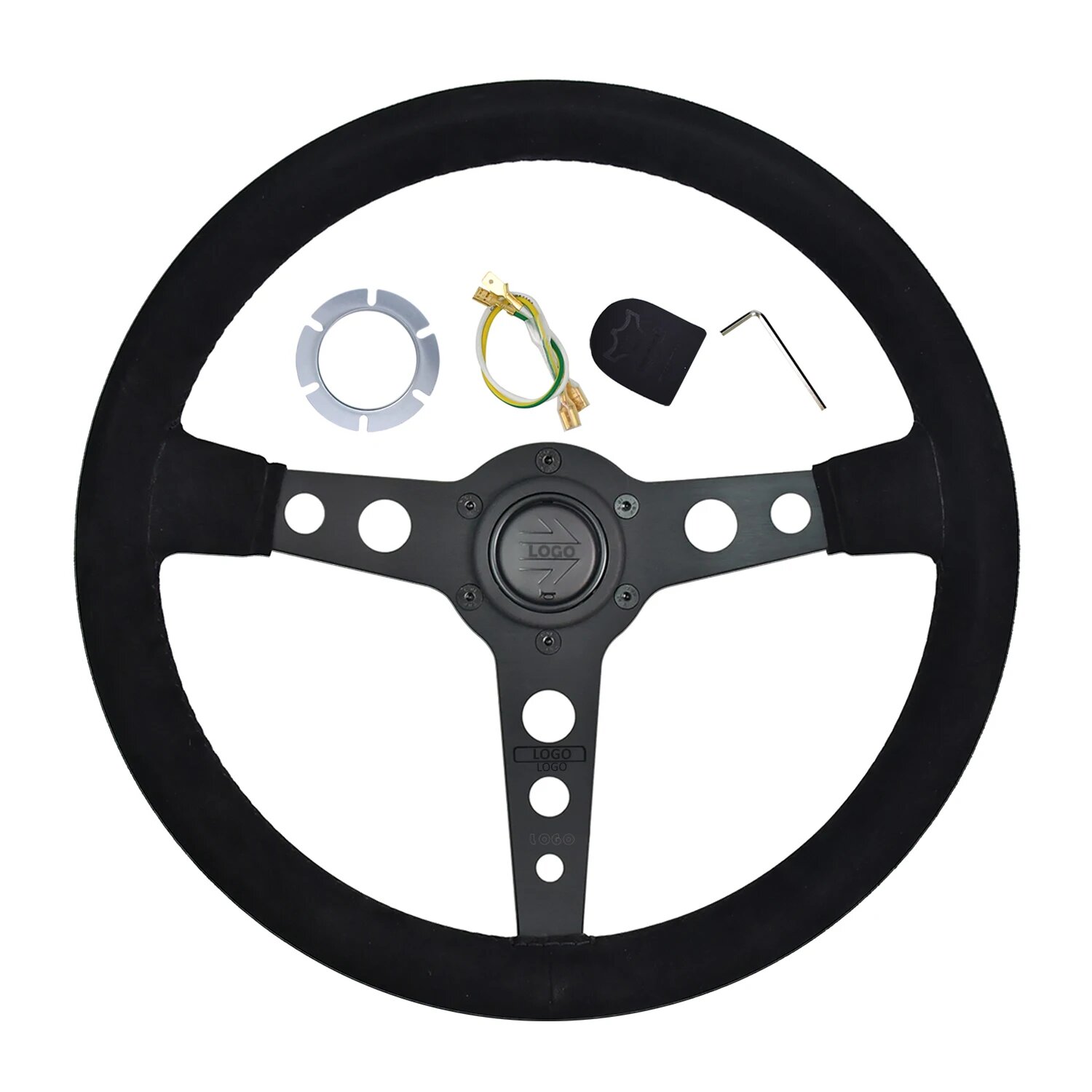 13-дюймовый универсальный руль, замшевый кожаный автомобильный аксессуар, детали интерьера, спортивный руль для дрифта для гонок