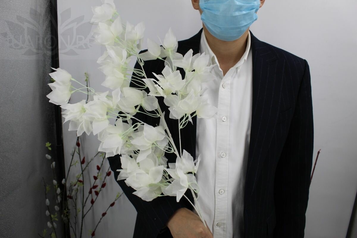 Цветы искусственные для декора флористов фотозон премиум ветка цветущая белая 3 шт 85 см