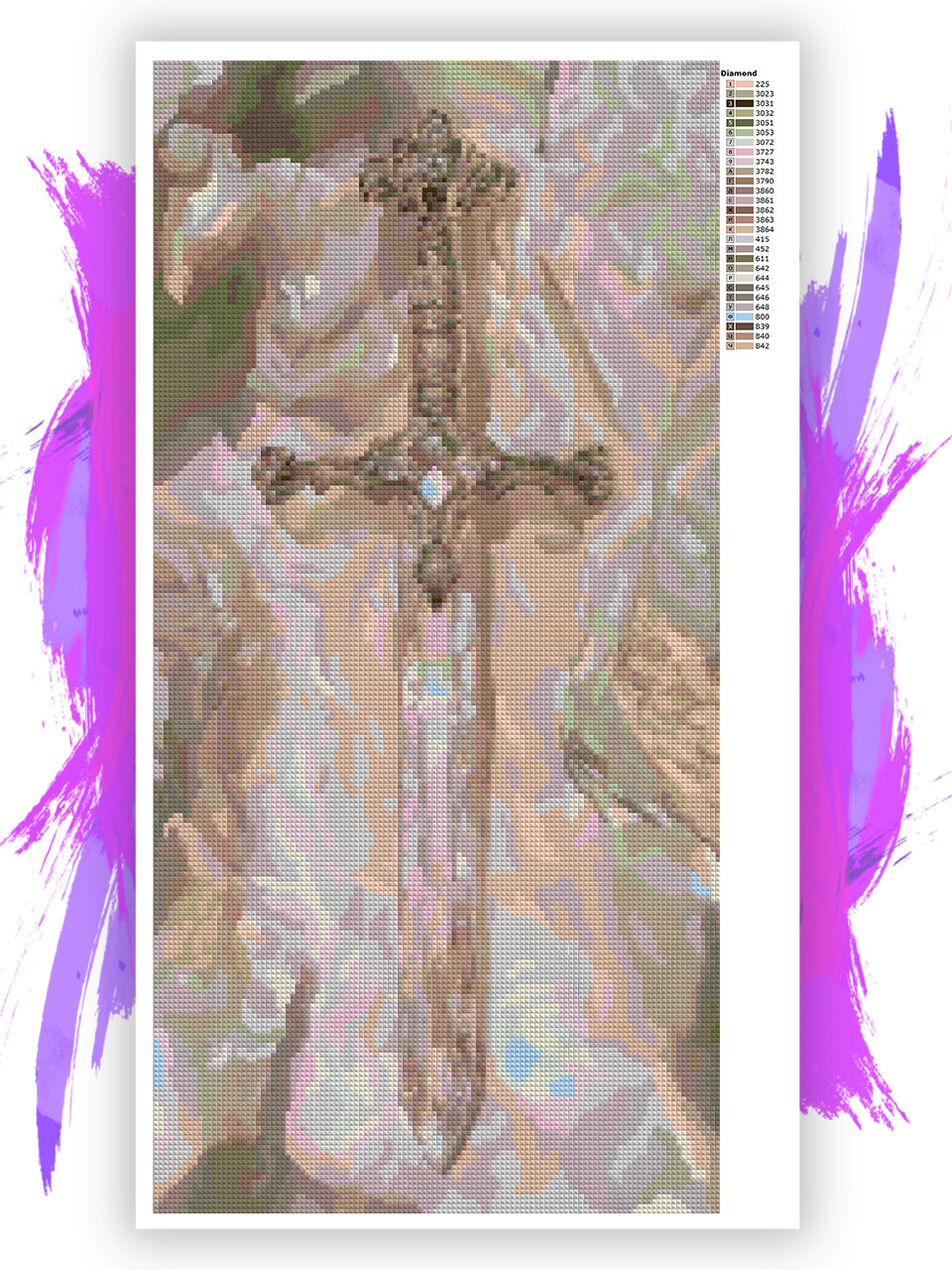 Алмазная мозаика без подрамника - вышивка Хрустальный меч 30 х 60 см