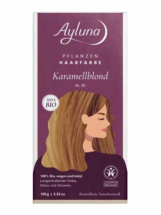 Ayluna Краска для волос №30 карамельный блондин растительная, 100 гр