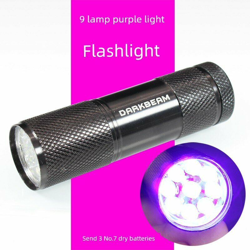 Мини-фонарик с 9 светодиодами, ультрафиолетовый фиолетовый свет, ручка для обнаружения флуоресцентных веществ,