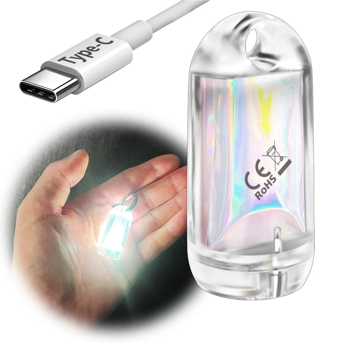 Мини-фонарик DOKEEP, светодиодный, ультралегкий, небольшой, с USB-зарядкой, на брелоке Настоящий белый + красная