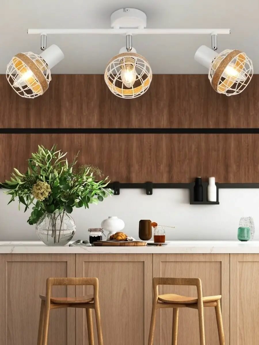 Спот 7034-703 Anselma Rivoli W3 / настенно-потолочный светильник белый коричневый 3 x E14 40W на кухню, в детскую комнату, в спальню, в коридор, в прихожую