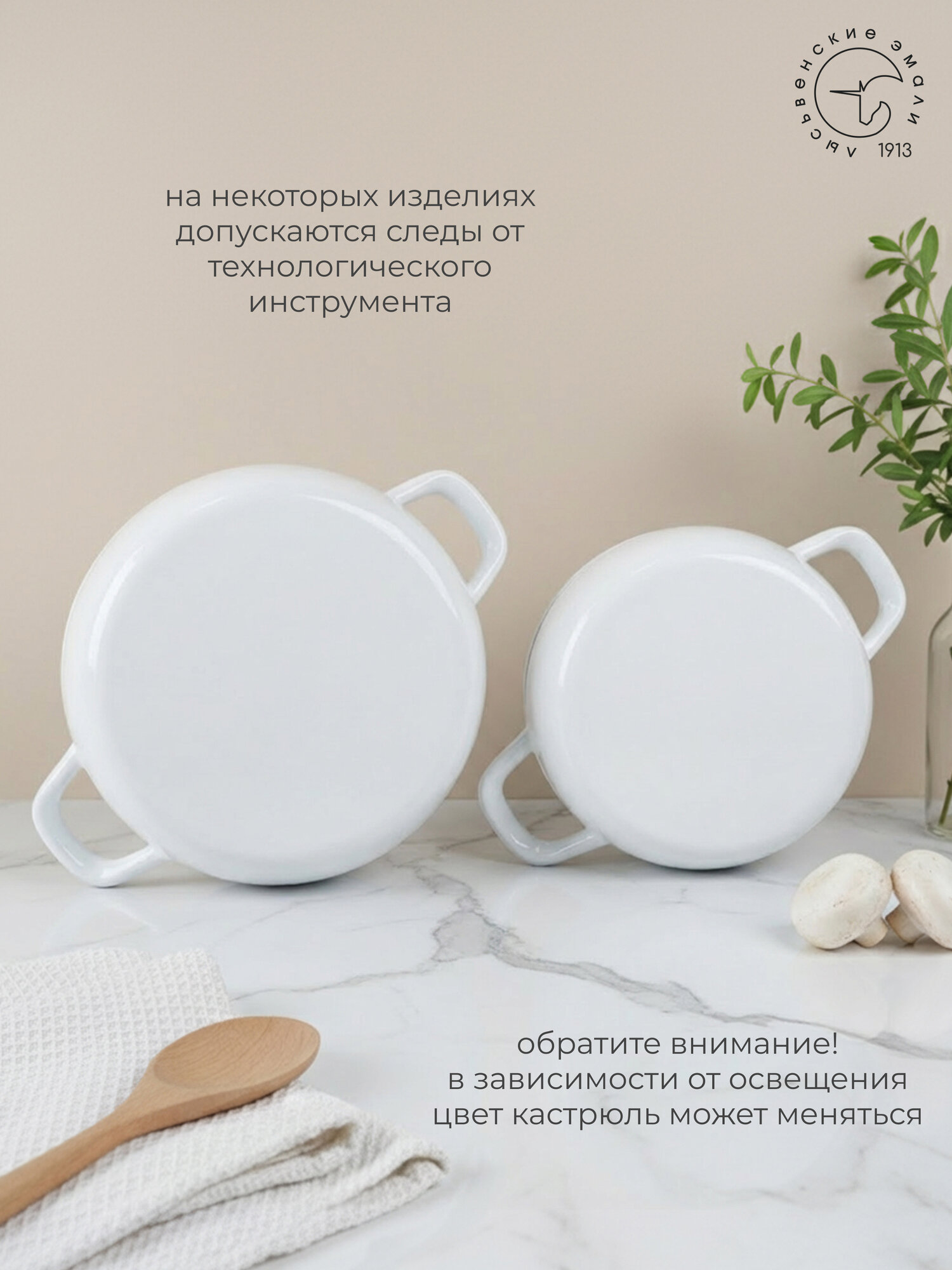 Набор кастрюль эмалированных Лысьвенские эмали "Белый" 2шт (2л, 3,5л)с крышками для всех видов плит белые — фото 1