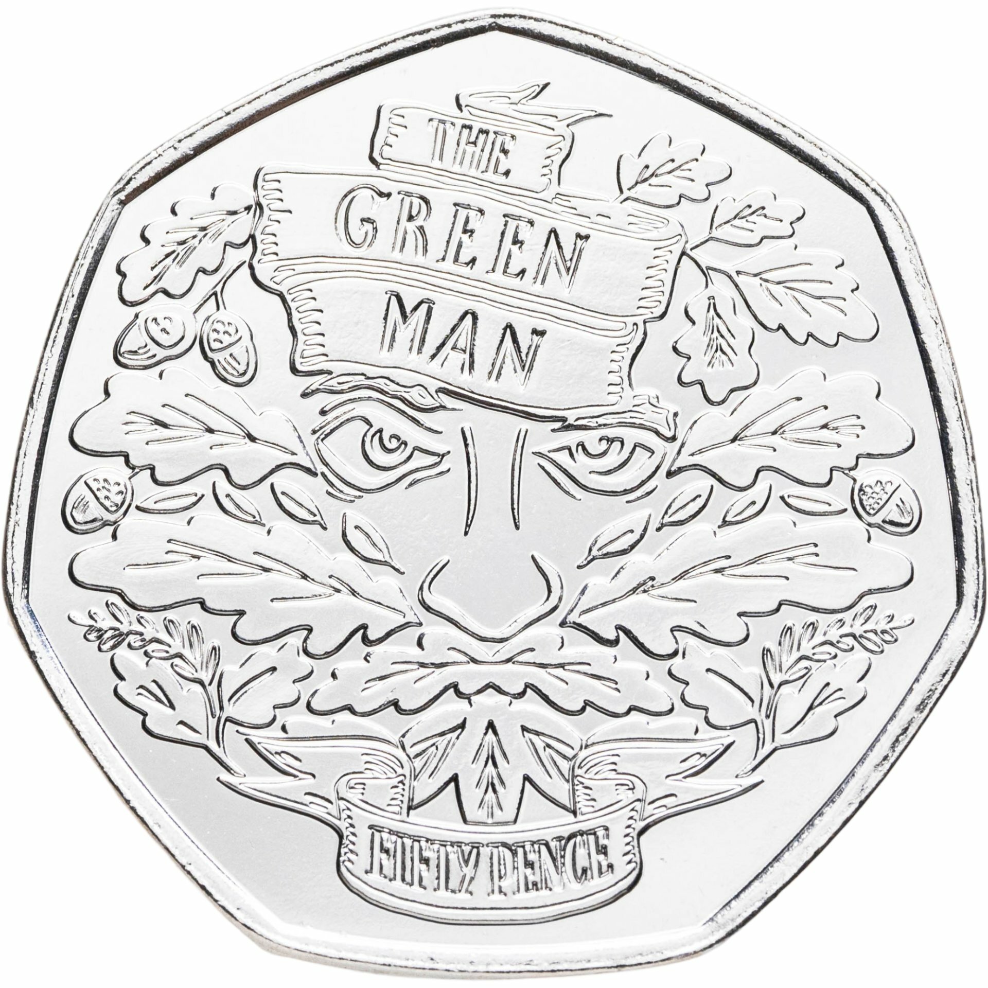 Джерси 50 пенсов pence 2025 "Британский фольклор - Зеленый человек", Мельхиор медь-никель, в сохранности BUNC