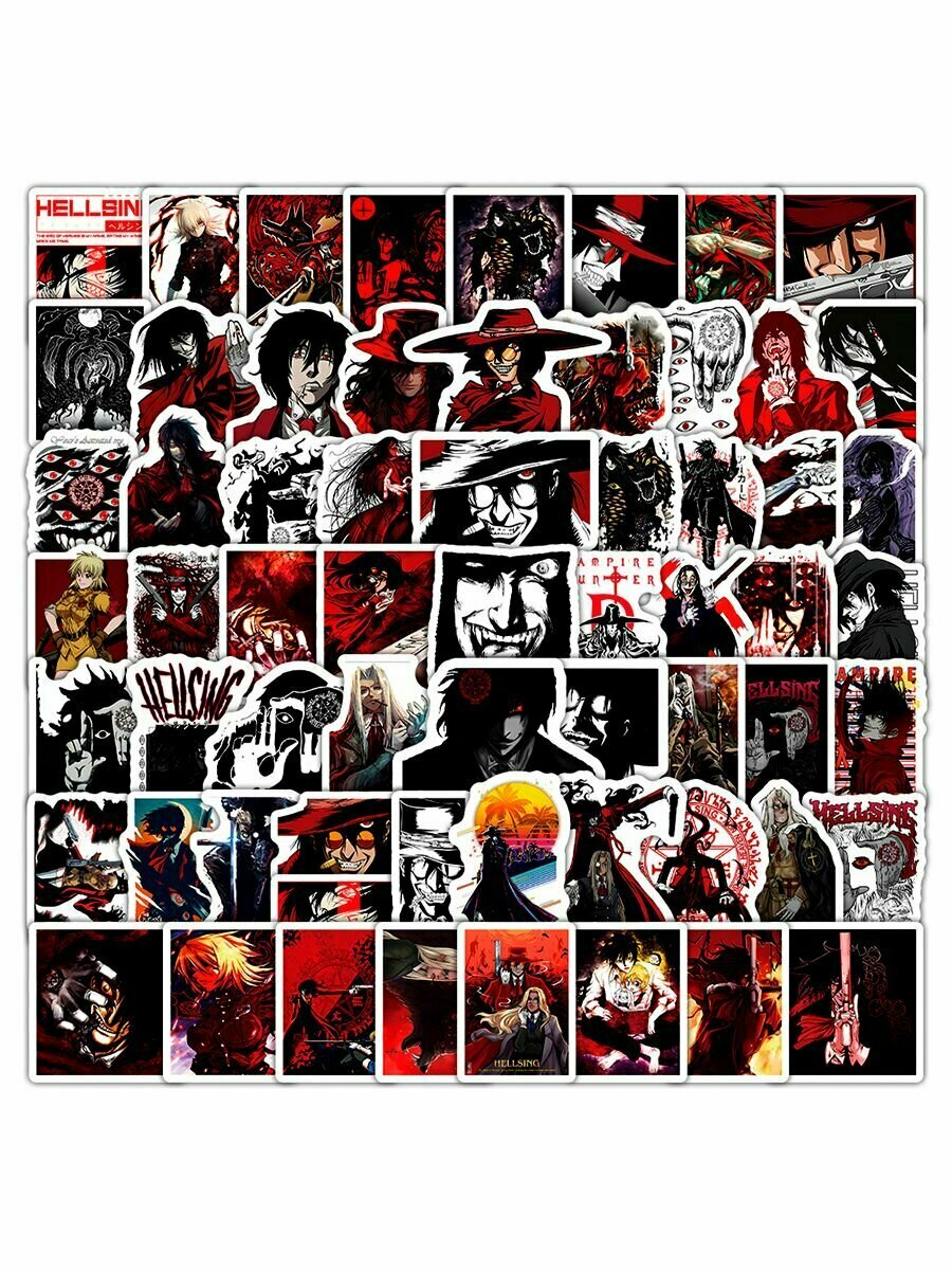 Набор самоклеящихся виниловых наклеек Hellsing 50 шт.