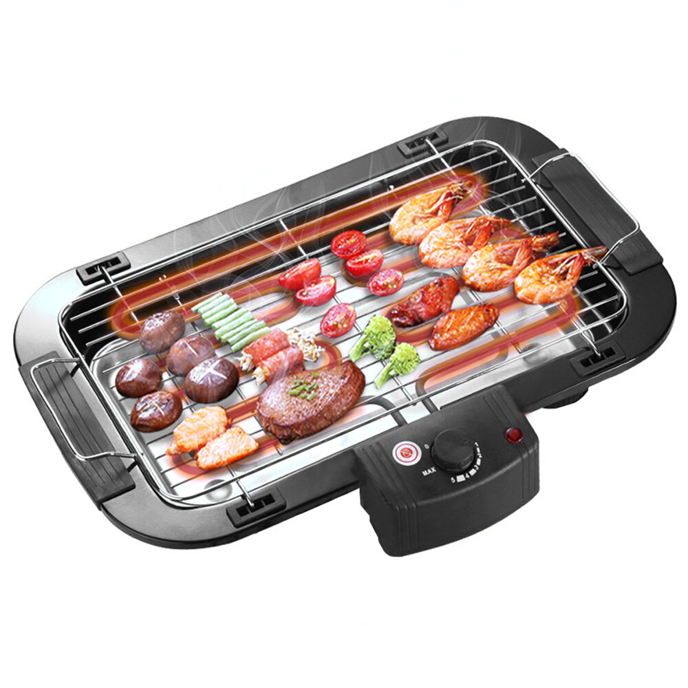 Электрический гриль для дома нержавеющая сталь многофункциональный 2000Вт высокая мощность 50-350℃ портативный для улицы электрическая жарочная панель шашлыки черный 2-7 человек 5 скоростей 110V/220V/230V US/EU/UK разъем