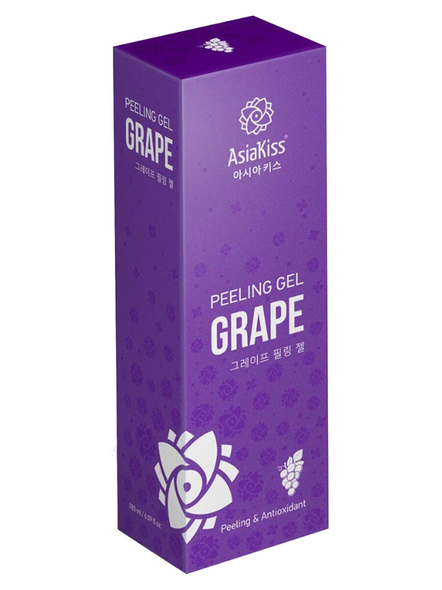 AsiaKiss Пилинг гель для очищения кожи лица GRAPE с экстрактом винограда, 180 мл