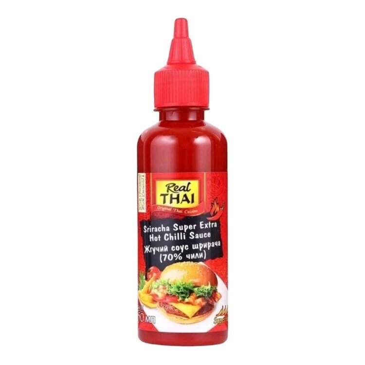 Жгучий соус шрирача REAL THAI (70% чили) 250 мл, пл/б