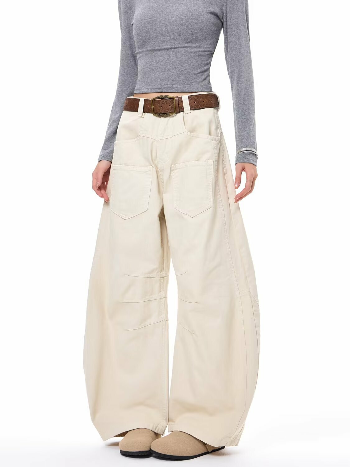 JYL Джинсы Мужские Буткют Винтажные Дизайн Свободные Широкие Длинные Деним, Размер_XL