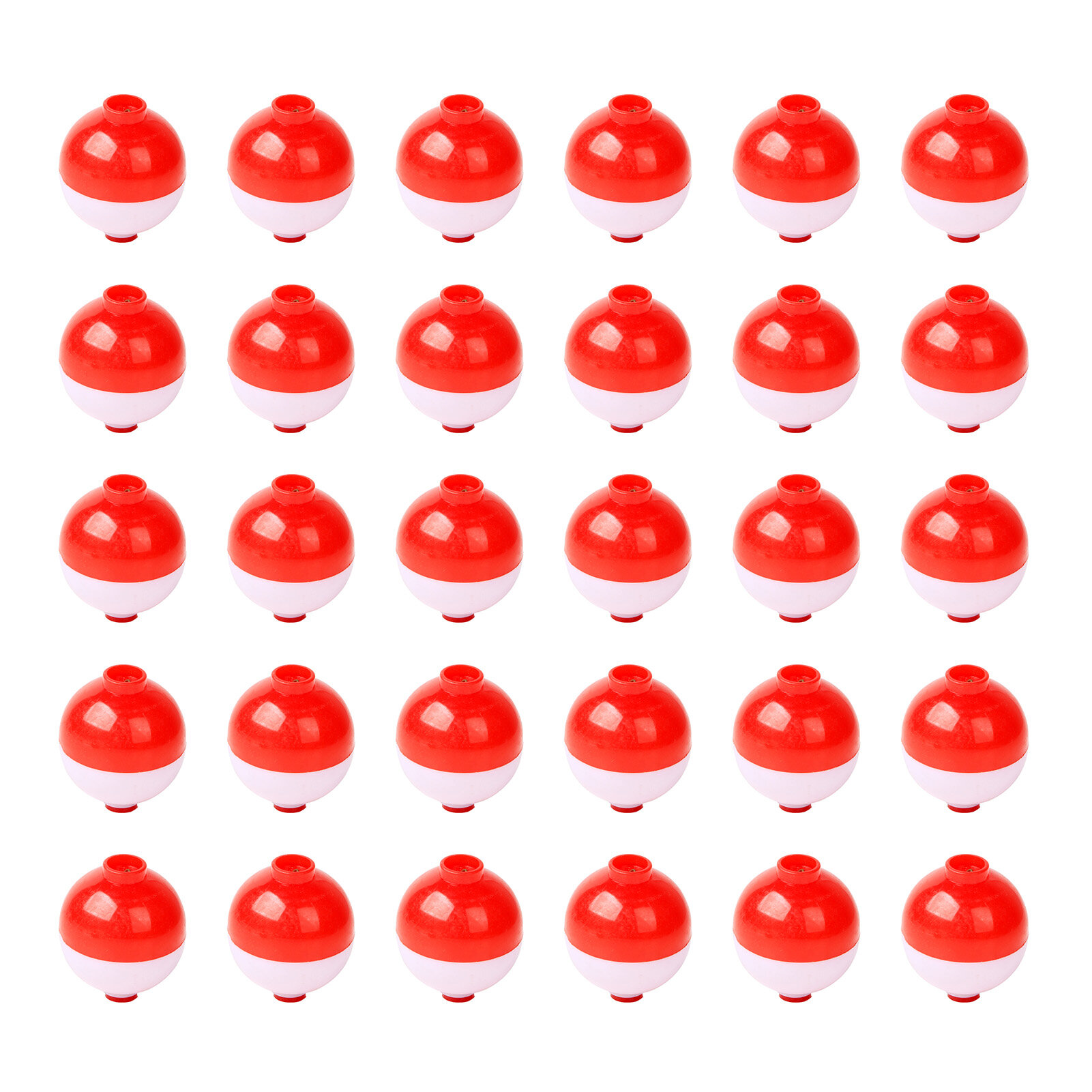 30 шт Плаstic Fishing Bobbers 1.25 Inch Snap on Float Красный и Белый Bobbers Push Button Round Buoy Floats Fishing Tackle