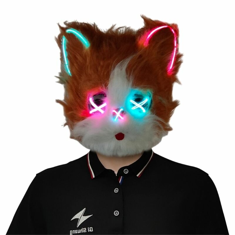 Милая маленькая кошачья маска для животных со светодиодной подсветкой-цвет светло-желтый