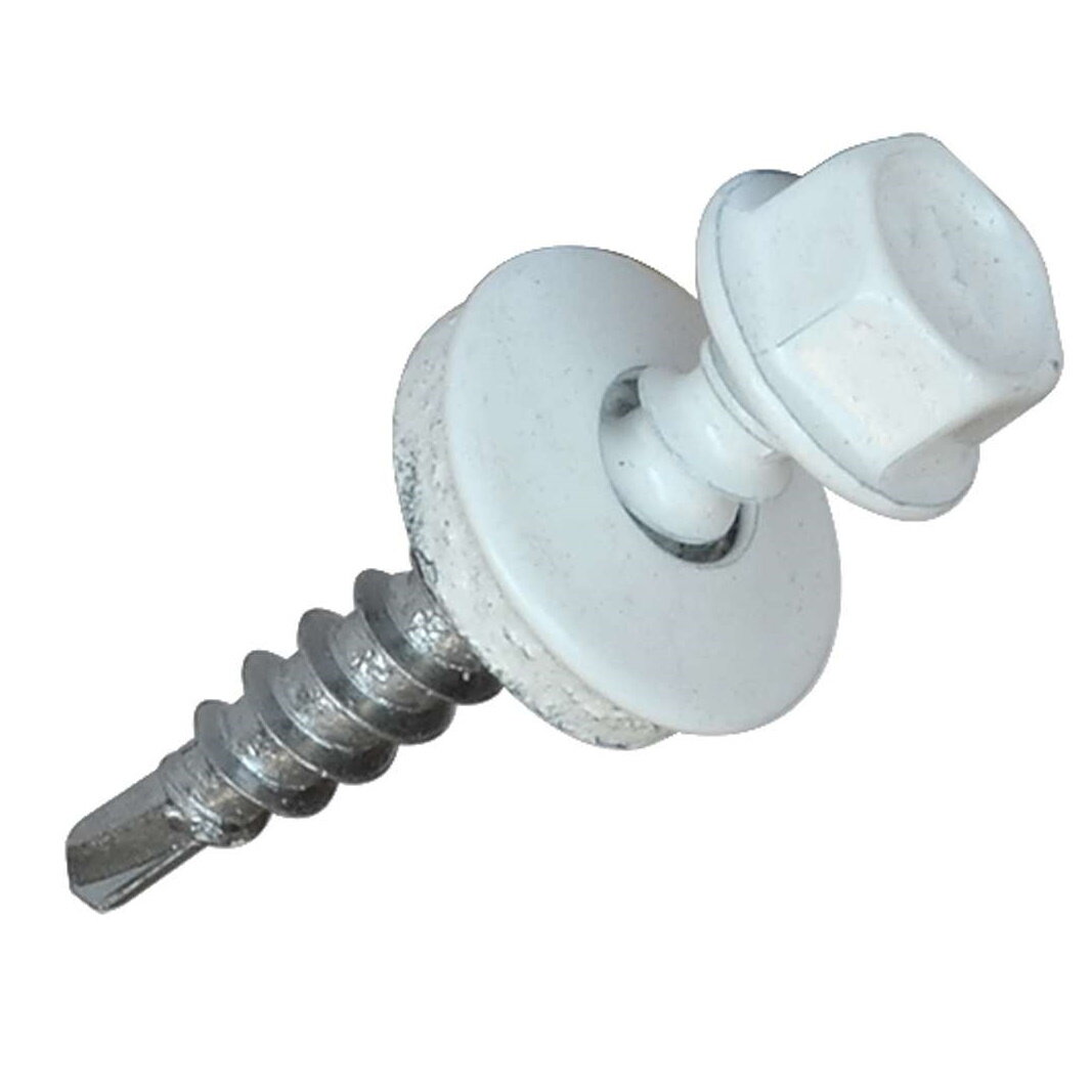 Саморез кровельный 4,8х28 мм, (100шт) RAL 9003 (Белый)