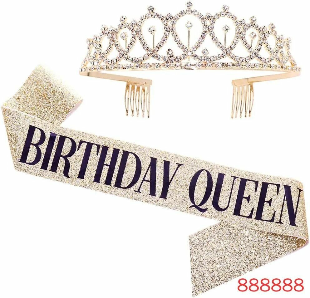 Короны на день рождения для женщин с кристаллами и лента на день рождения для девочек