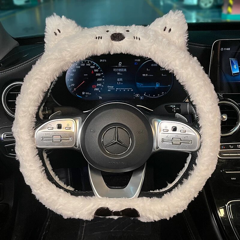 Зимняя накидка на автомобильное сиденье, плюшевая, теплая, женская, с мультяшным рисунком, милый узор «Вест Хайленд»,