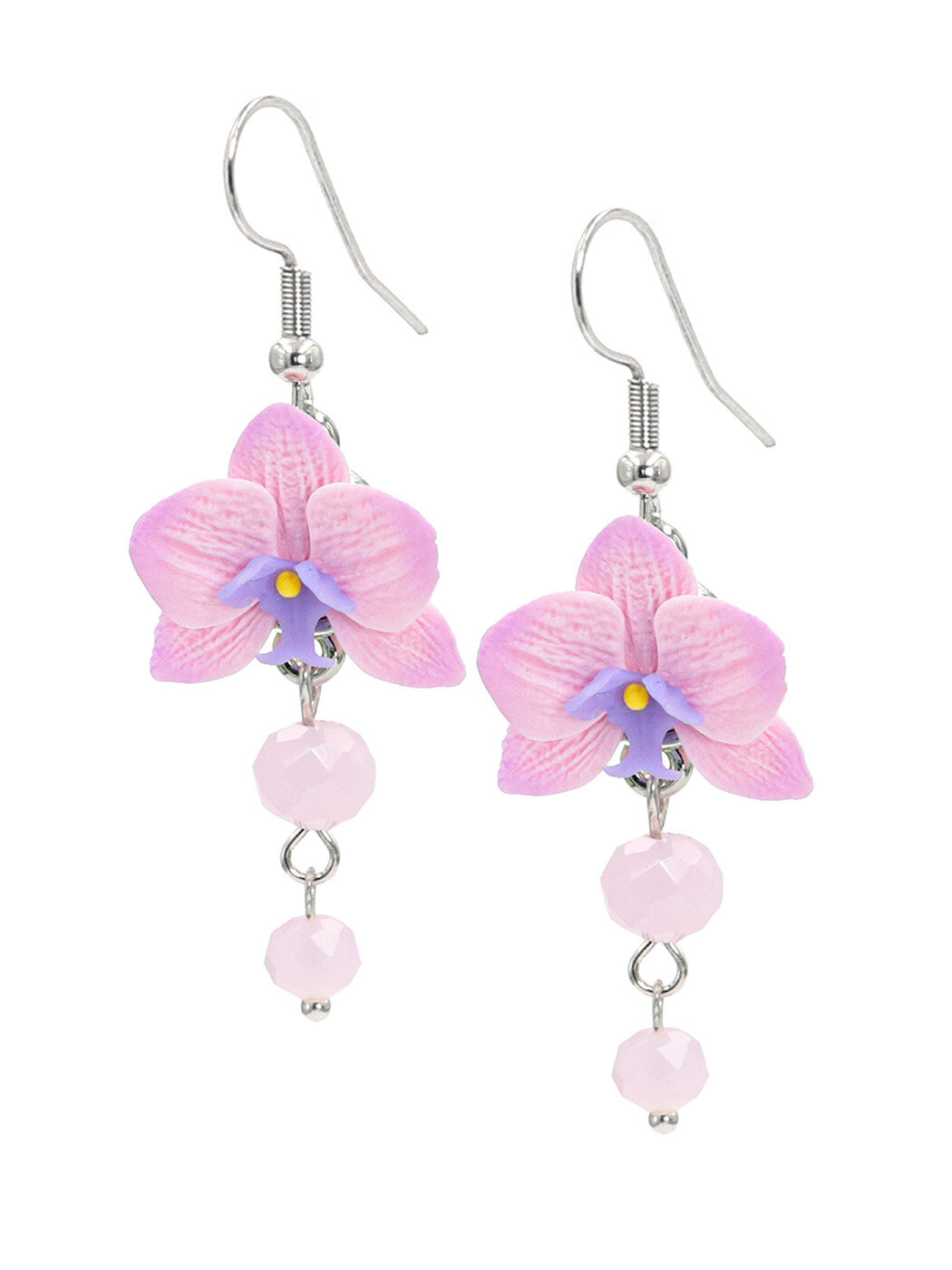 Серьги с подвесками, стекло, полимерная глина