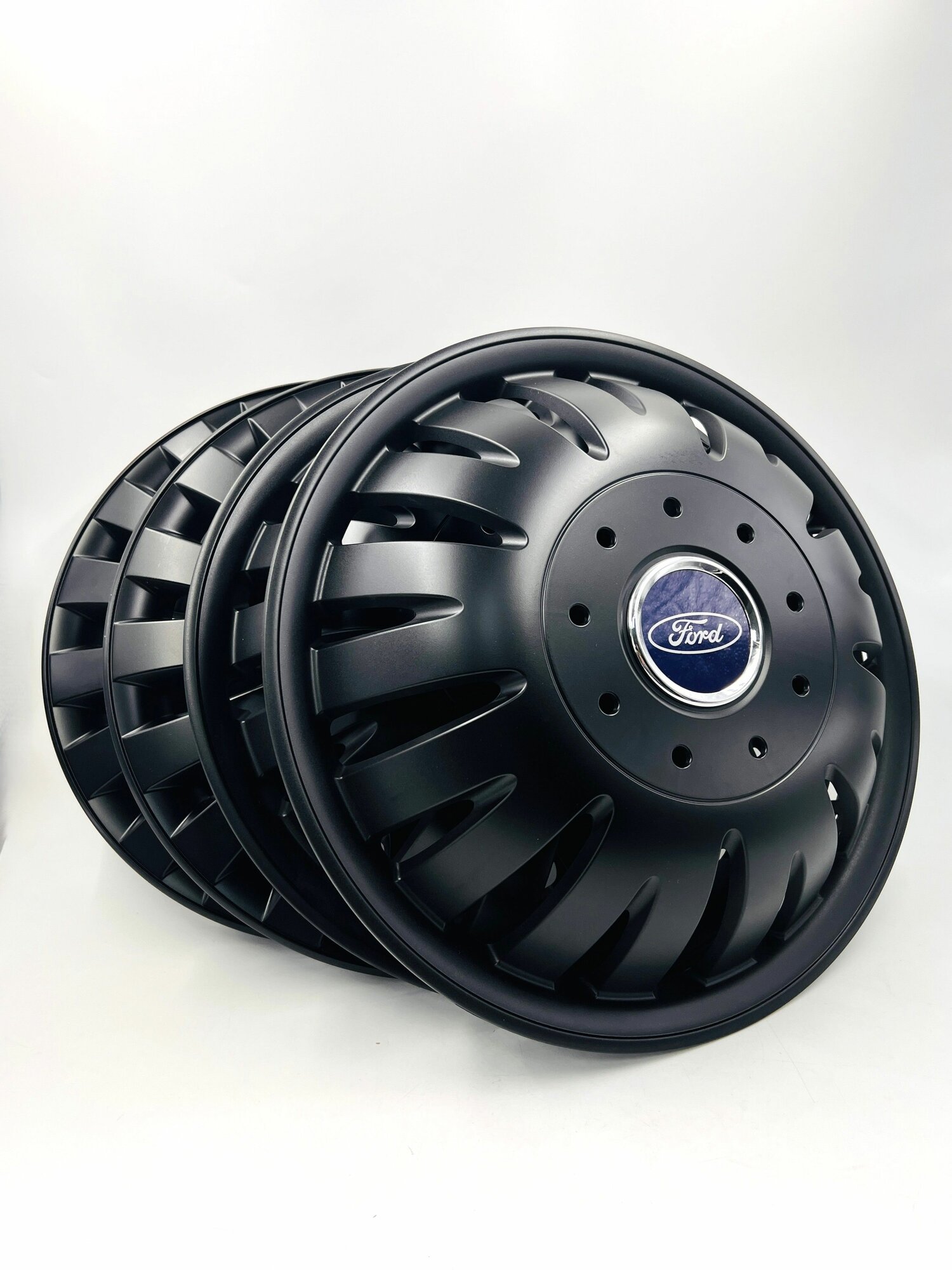 Колпаки на колеса FMC Transit гибкие черные с эмблемой R16 4 шт