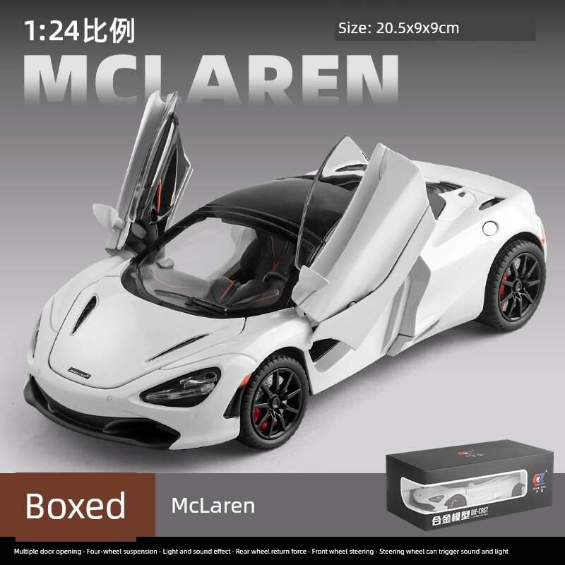 Макларен 720S 1:24 масштабная алюминиевая модель автомобиля в белом цвете с коробкой для коллекционеров