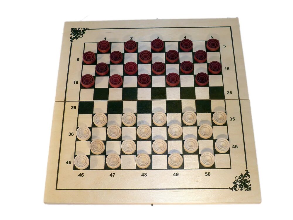 Шашки Орловская ладья деревянные со 100 клеточной доской (Орлов)