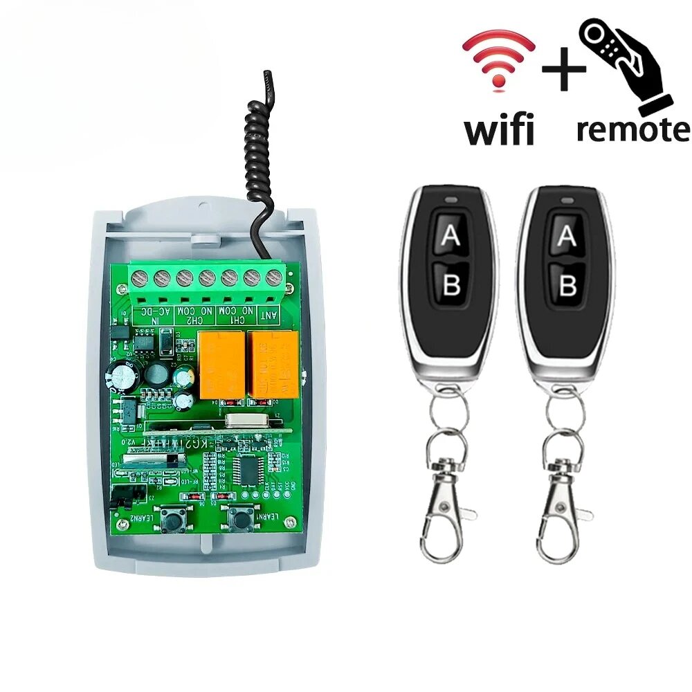 Tuya WiFi Устройство управления воротами, 2 канала, 1receiver, 2remote