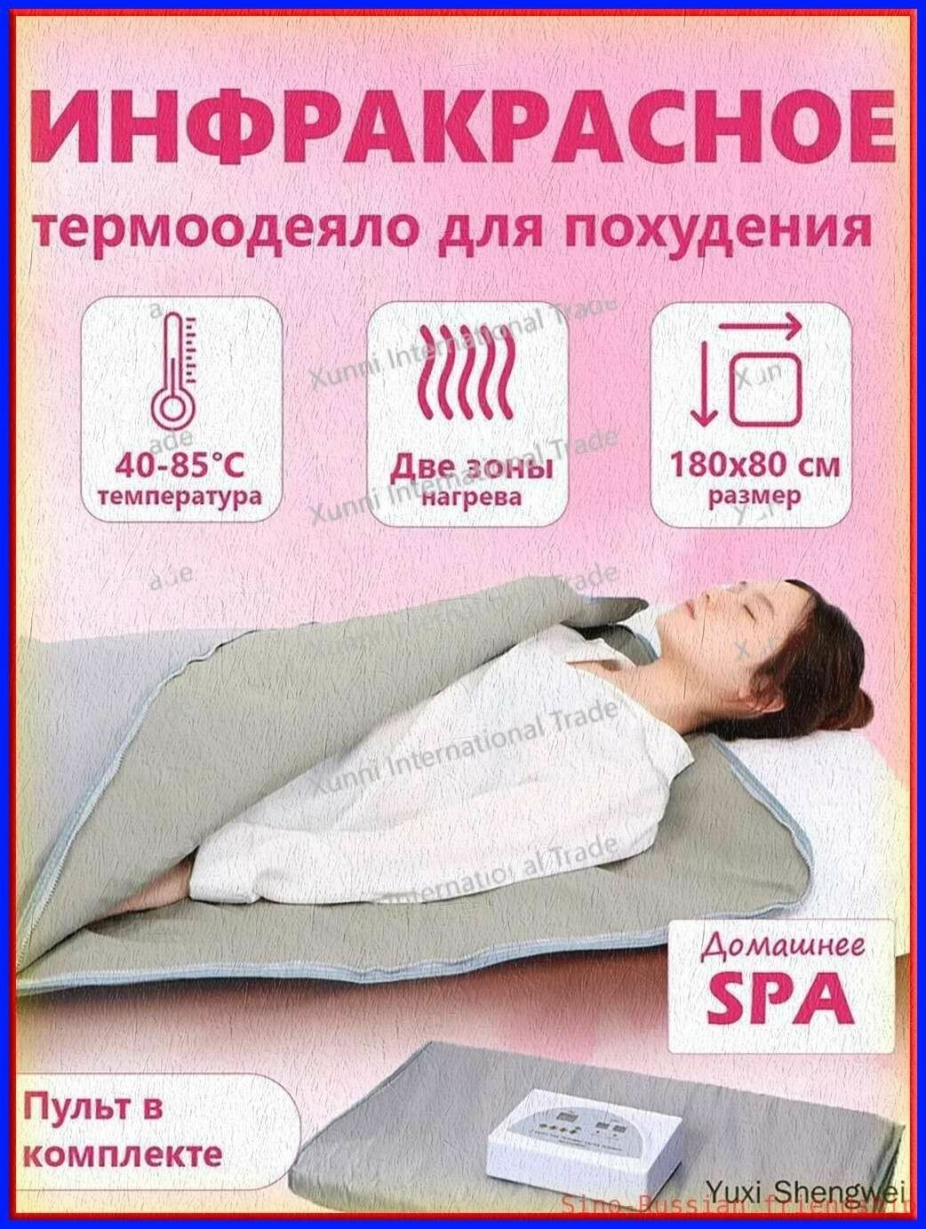 Инфракрасное одеяло сауна для похудения с эффектом обертывания с двумя зонами прогрева, Серое