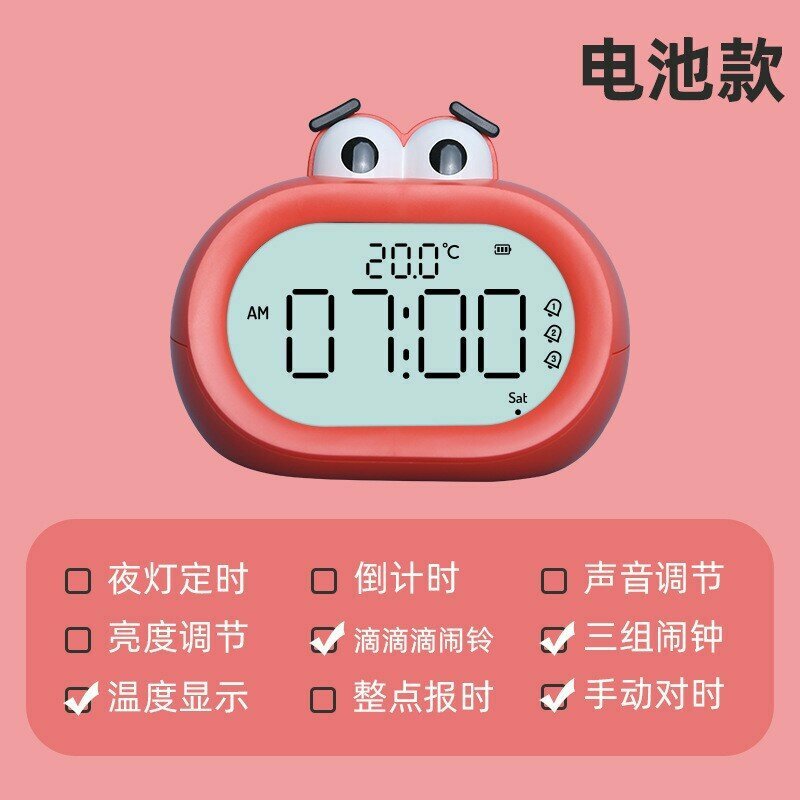 Будильник Big Mouth с USB-зарядкой, миниатюрные светящиеся электронные часы для прикроватной тумбочки, для студентов и детей, креативные бесшумные цифровые LED-часы для стола.
