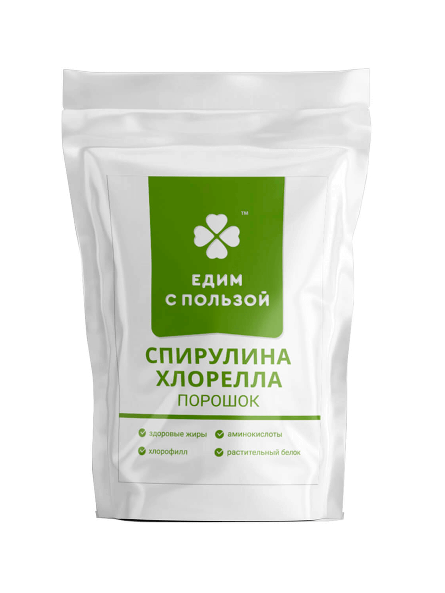 БАД Едим с пользой "Спирулина и хлорелла", порошок, для иммунитета, пищеварения, 100 г