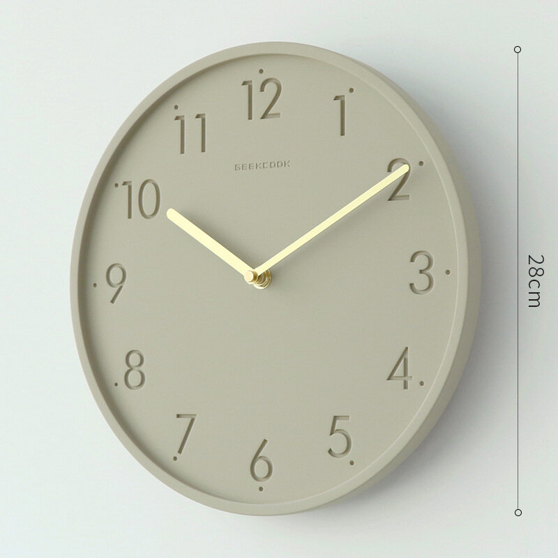 Часы настенные Geekcook "Бетон и Медь", кварцевые, 28см, 11", круглые, коричневые