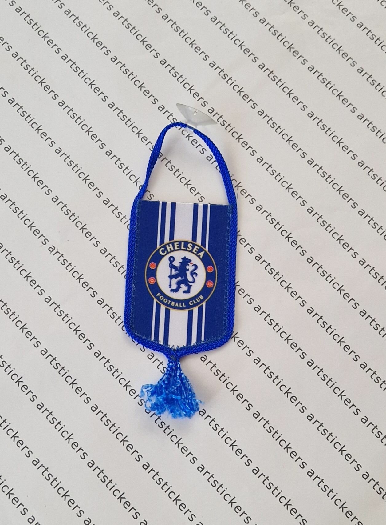 Вымпел ФК Челси, размер 8х12см, двусторонний на присоске, ткань, аксессуар для авто