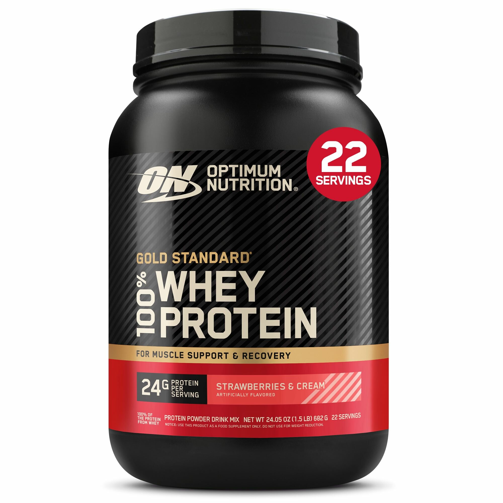 Сывороточный протеин ОН - Голд Стандарт 100% Вей 1,5 фунтов Клубничный крем / ON - Gold Standard 100% Whey 1,5 lb Strawberries & Cream